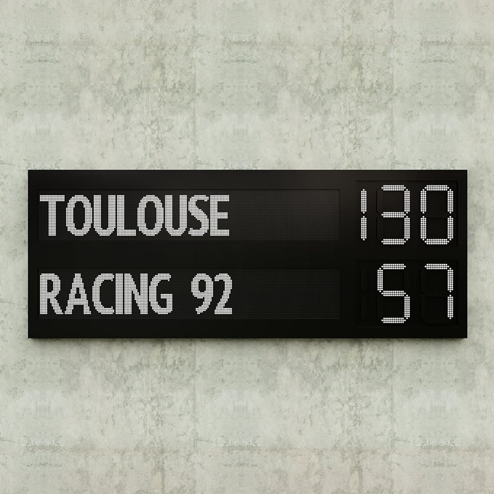 Large 6 Digit Pro Scoreboard with Editable LED Names - Scoreboards Online